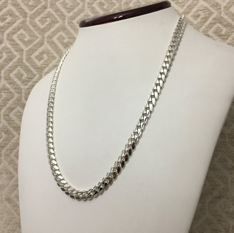 Cadena Cubana de Plata ley 999 7mm 55cm – nativosjewelryventas